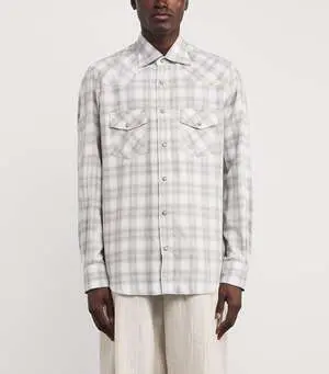 Eleventy Cotton-blend Check Texas Shirt