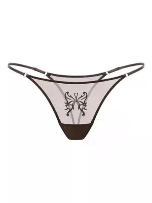 ZHILYOVA Butterfly Embroidered G-string - Brown