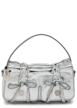 Acne Studios Multipocket Micro Metallic Leather Top Handle Bag - Silver