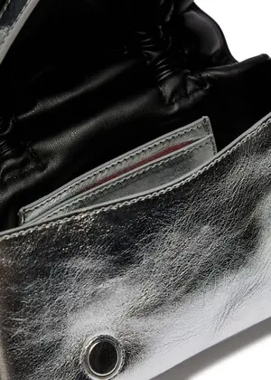 Acne Studios Multipocket Micro Metallic Leather Top Handle Bag - Silver