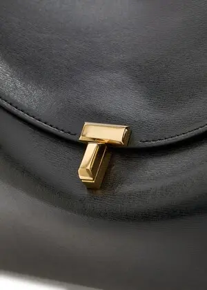 TOTEME T-lock Leather Top Handle Bag - Black