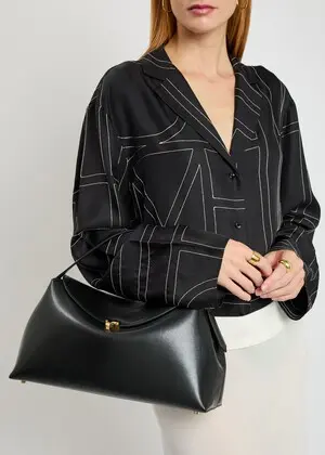 TOTEME T-lock Leather Top Handle Bag - Black
