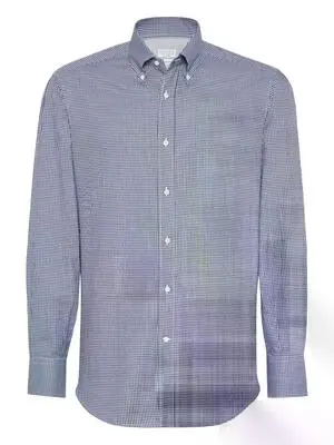 Brunello Cucinelli Gingham-check Button-down Shirt - Blue