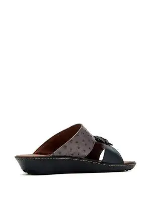 TOD'S Ostrich-effect Leather Wedge Sandals