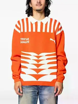 PUMA Graphic Print Polo Neck Sweater - Red