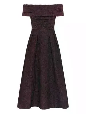 Rebecca Vallance Off-shoulder Pleated Midi Dress - Purple