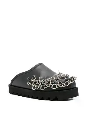 Toga Chain-embellished Leather Mules