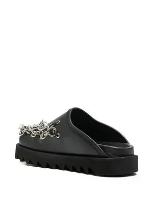 Toga Chain-embellished Leather Mules