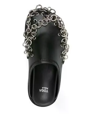 Toga Chain-embellished Leather Mules