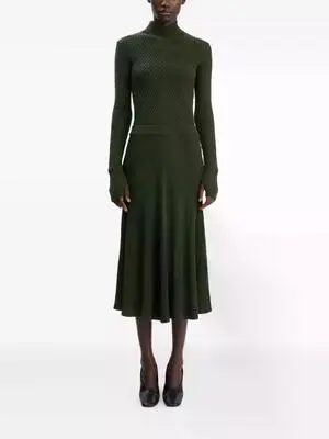 Victoria Beckham Ribbed Knit Midi Skirt