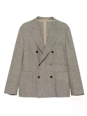 PAOLO PECORA Checked Double-breasted Jacket - Neutrals