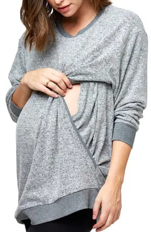 NOM MATERNITY Double-layer Cloud Knit Maternity & Nursing Sweatshirt