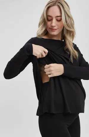 NOM MATERNITY Nicolette Long Sleeve Maternity & Nursing Tee