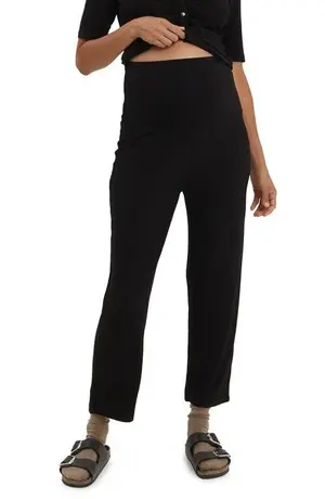 NOM MATERNITY Camilla Over-the-belly Ribbed Maternity Pants - Black