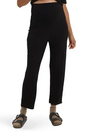 NOM MATERNITY Camilla Over-the-belly Ribbed Maternity Pants - Black