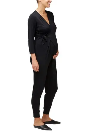 NOM MATERNITY Amabella Maternity & Nursing Jumpsuit - Black