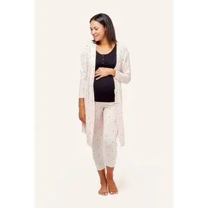 NOM MATERNITY Second Skin Maternity & Nursing Wrap Robe - Polka Dot