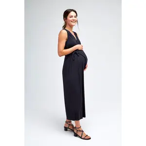 NOM MATERNITY Francesca Maternity & Nursing Cropped Jumpsuit - Black