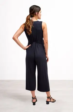 NOM MATERNITY Francesca Maternity & Nursing Cropped Jumpsuit - Black