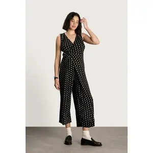 NOM MATERNITY Francesca Maternity & Nursing Cropped Jumpsuit - Polka Dot Black