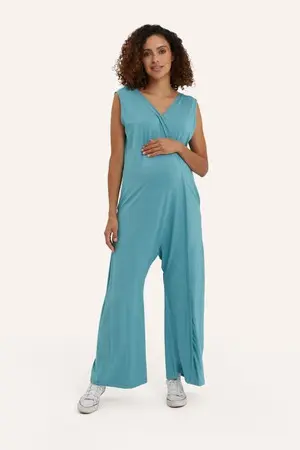 NOM MATERNITY Everyday Maternity & Nursing Jumpsuit - Sea Blue