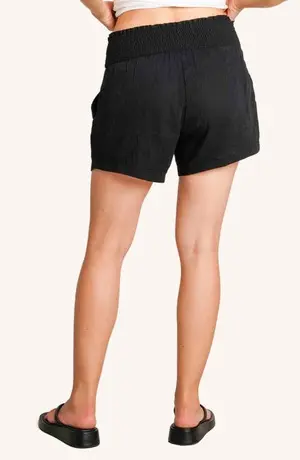 NOM MATERNITY The Easy Smocked Maternity Shorts - Black