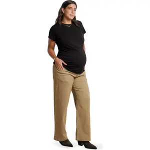 NOM MATERNITY Slouch Under-bump Boyfriend Jeans - Olive