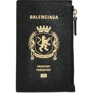 Balenciaga Long Leather Passport Case - Black