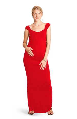 NOM MATERNITY Zoey Body-con Maxi Dress - Red