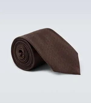 Zegna Silk Jacquard Neck Tie - Brown