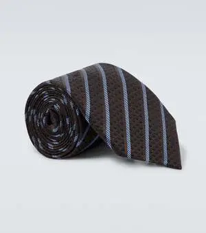 Zegna Silk Jacquard Standard Tie - Brown