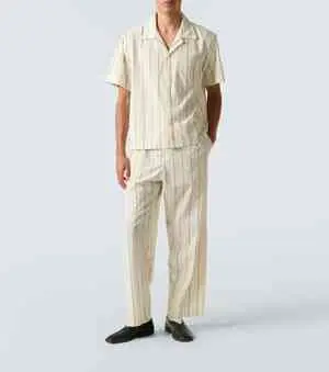 BODE Celery Striped Cotton Pajama Pants