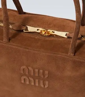 Miu Miu Logo Suede Tote Bag