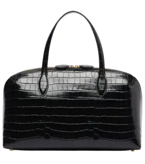 TOTEME Lounge Medium Croc-effect Leather Tote Bag - Black