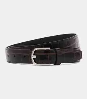 TOTEME Slim Croc-effect Leather Belt - Brown
