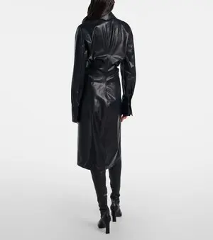 TOTEME Ruched Leather Shirt Dress
