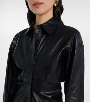 TOTEME Ruched Leather Shirt Dress