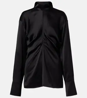 TOTEME Gathered Satin Top - Black