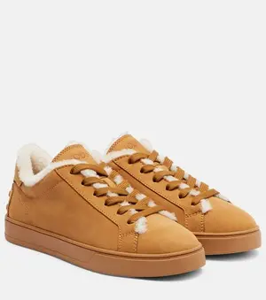 TOD'S Shearling-lined Suede Sneakers - Brown