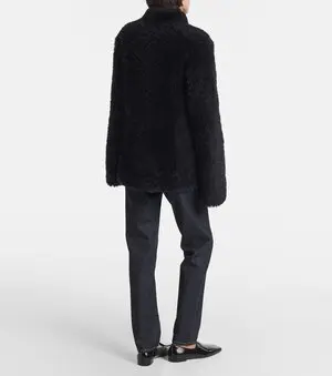 TOTEME Shearling Jacket With Leather Trim - Blue