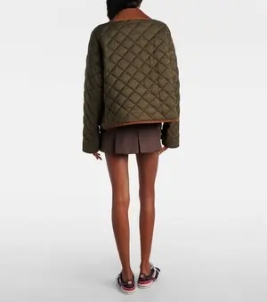 Miu Miu Quilted Leather-trimmed Jacket - Green