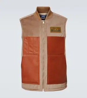 Junya Watanabe Leather-trimmed Cotton And Wool Waistcoat