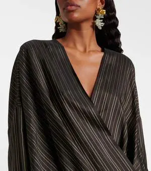 Dries Van Noten Striped Draped Wrap Top