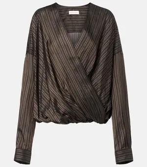 Dries Van Noten Striped Draped Wrap Top - Brown