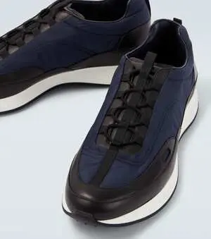 John Lobb Leather-trimmed Slip-on Sneakers
