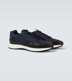 John Lobb Leather-trimmed Slip-on Sneakers
