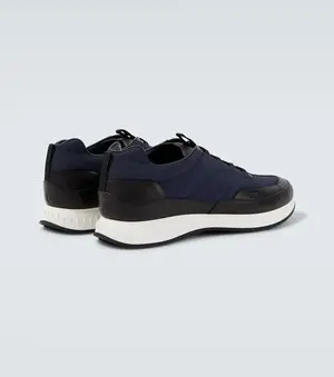 John Lobb Leather-trimmed Slip-on Sneakers