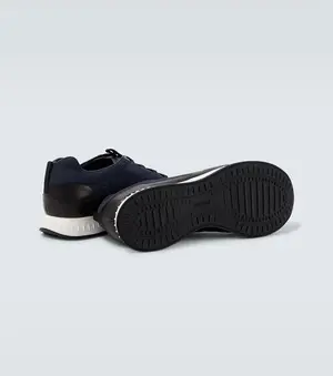 John Lobb Leather-trimmed Slip-on Sneakers