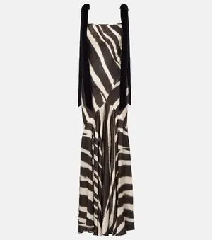 Nina Ricci Zebra-Print Satin Gown - Brown - 20% Off | Editorialist