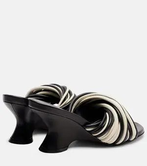 Dries Van Noten 75 Leather Wedge Mules